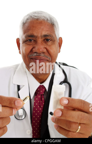 Handsome hispanic man working at pharmacy drugstore holding credit card ...