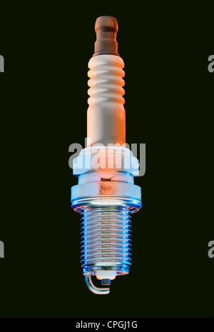 Spark plug isolated on black background 3d render Stock Photo - Alamy