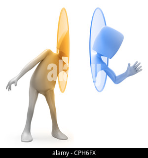 3D cartoon character Techy using a teleportation portal Stock Photo - Alamy