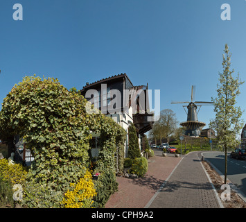 Netherlands, Holland, Europe, Woerden, windmill, spring, reflections ...