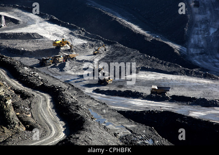 Opencast mining at a site in South Wales, UK in 1996 ,at Ffos Las, now ...