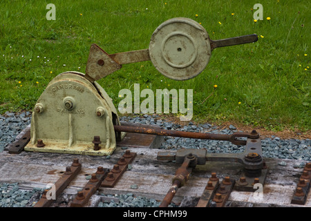 Manual railway points lever Stock Photo - Alamy