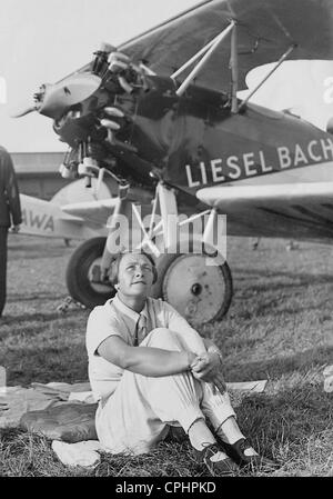 Liesel Bach in front of her airplane, 1936 Stock Photo - Alamy