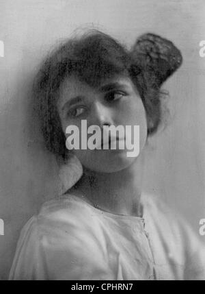 Agatha Christie (1890-1976), British mystery writer, and her first ...