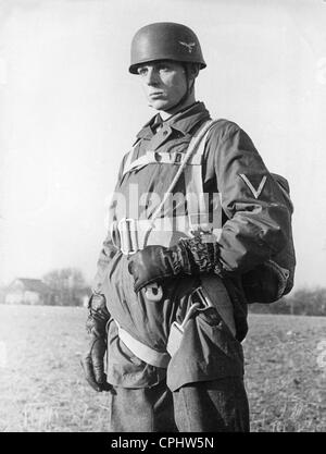 German paratrooper with a parachute, 1939 Stock Photo - Alamy