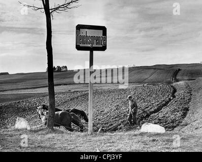 Frontier between east Prussia and Poland in Korzeniewo, 1939 Stock ...