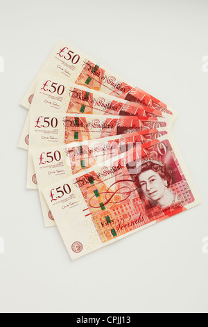 Money Fan of New Fifty Pound Notes Stock Photo - Alamy