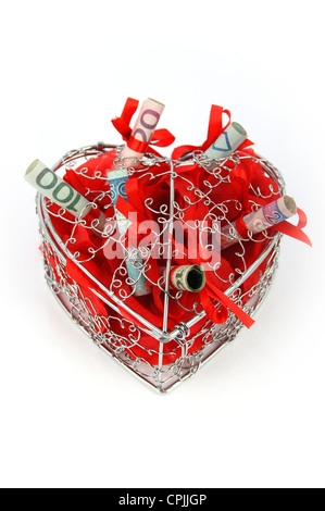 Beautiful rose and money, isolated on white Stock Photo - Alamy