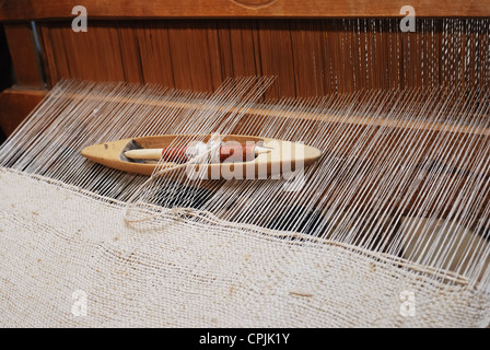 shuttle on the antique loom and thread Stock Photo - Alamy