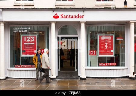 Exterior of the Santander bank branch on Queen street Cardiff South ...
