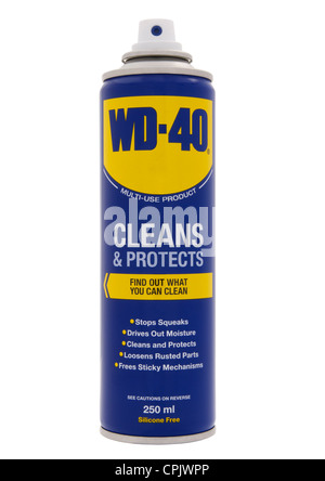 Can of WD40 on white background Stock Photo - Alamy