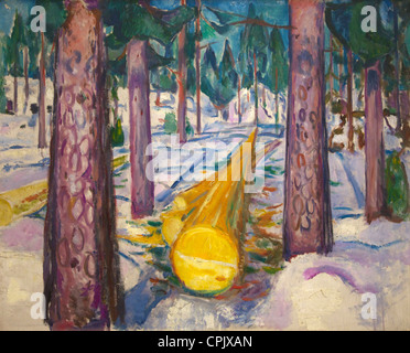 the Yellow Log by Edvard Munch, 1912, the Munch Museum, Oslo Stock ...