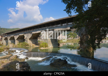 Wanan Bridge, traditional wood covered bridge (China's longest such ...