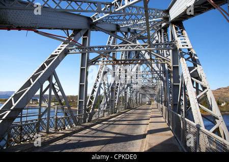single track connel bridge on the a828 coastal route road over loch ...