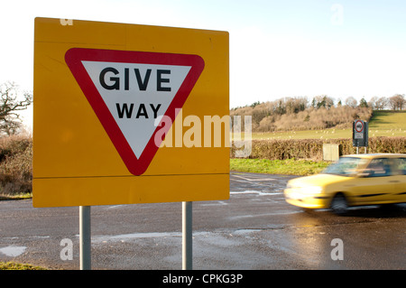 GIVE WAY Road Sign warning advisory English British signs England UK ...