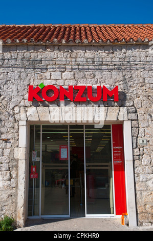 Konzum supermarket, Hvar town, Hvar island, Dalmatia, Croatia Stock ...