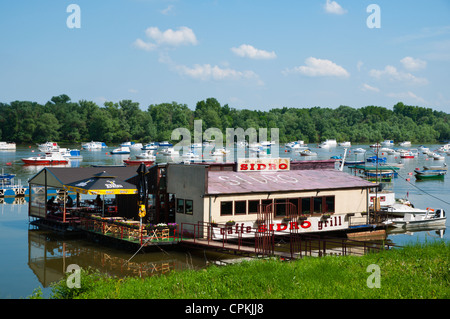 Zemunski kej riverside promenande Zemun area Novi Beograd district ...