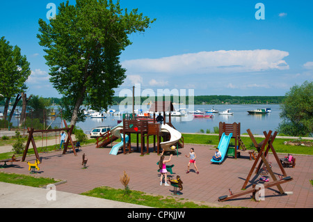 Zemunski kej riverside promenande Zemun area Novi Beograd district ...