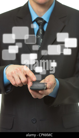 Hand of Businessman hold virtual global with hologram using metaverse ...