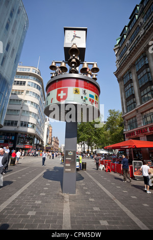 Swiss Glockenspiel clock at Leicester Square, London Stock Photo - Alamy