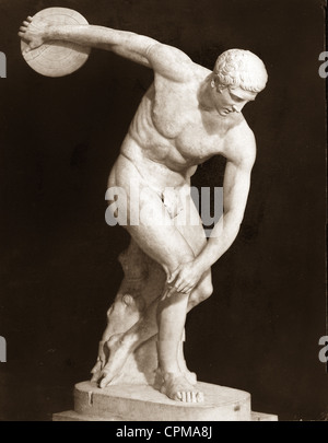 Ancient statue of Discus Thrower in National Roman Museum,Rome,Italy ...