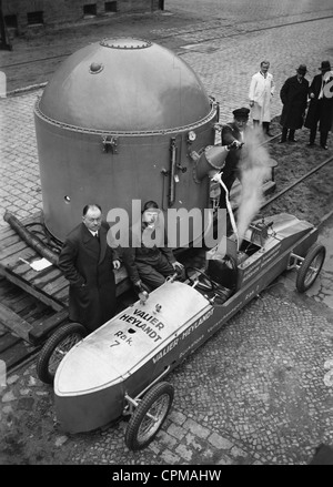 Max Valier and Dr. Heylandt with the rocket car in Britz, 1930 Stock ...