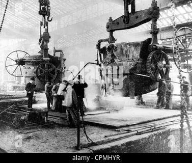 Steel production, Krupp factory, Essen, Germany, World War I, 1917 ...