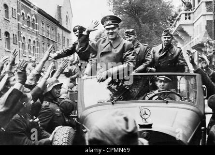 People standing on Adolf Hitlers podium in the main grandstand ...