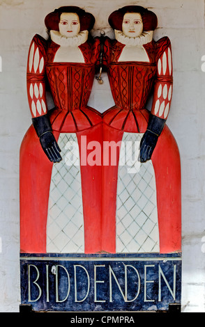 Maids of Biddenden village sign Biddenden Kent England UK Stock Photo ...