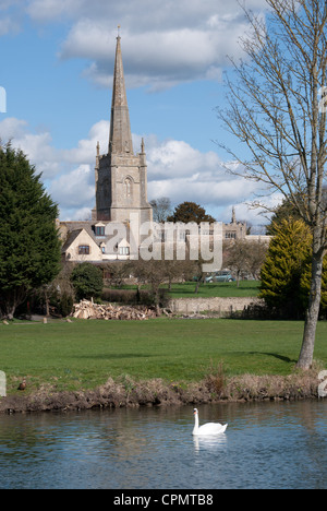 The Thames with St Lawrence church at Lechlade-on-Thames in the ...