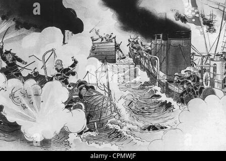 Japanese surprise attack at Port Arthur (1904). The Japanese raid on ...