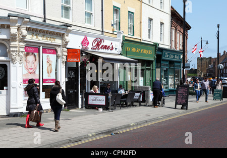 People walking along Tynemouth High Street, North East England, UK ...