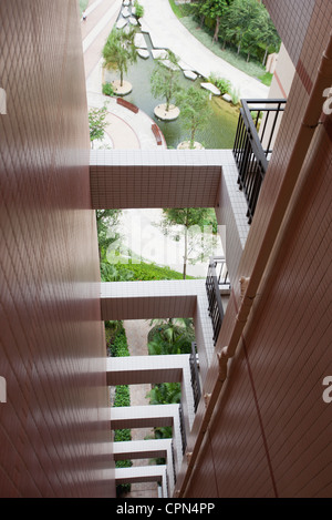 Detail shot of balconies on an high-rise apartment building in Odaiba ...