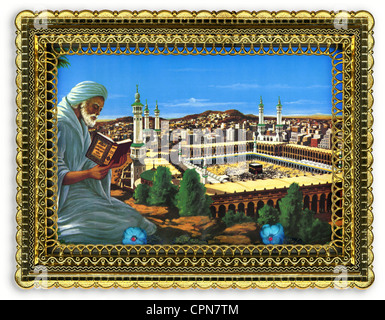 The Kaaba in Mecca, Saudi Arabia, historic woodcut, 1870 Stock Photo ...