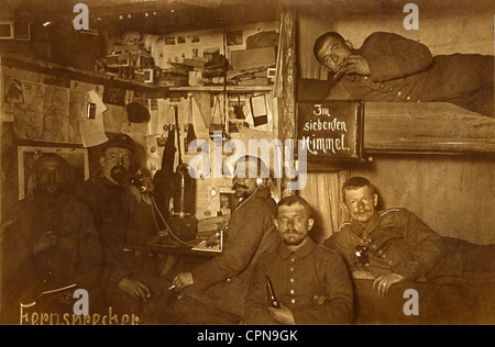 World War 1. German soldiers smoking, reading, and writing in their ...