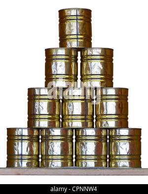 Tin can throwing Pyramid of tins stacked aluminum cans for throwing ...