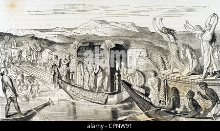 Ancient Egypt. Funeral procession. Engraving. 19th century. Color Stock ...