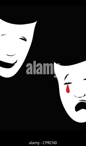 Black and white masks - happy and sad Stock Photo - Alamy