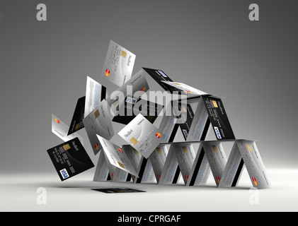 photorealistic 3D render of a House of cards collapsing Stock Photo - Alamy