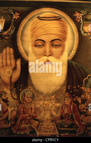 Portrait of Guru Nanak Dev, painting, natural pigments on paper, c.1800 ...