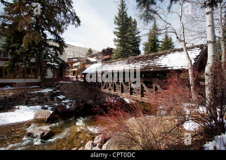 Vail, Colorado; Gore Creek Covered Bridge Stock Photo - Alamy