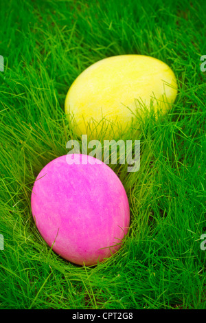 Easter color painted eggs on a white background Stock Photo - Alamy