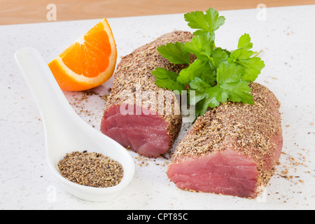 Raw pork meat tenderloin fillet for preparation Stock Photo - Alamy