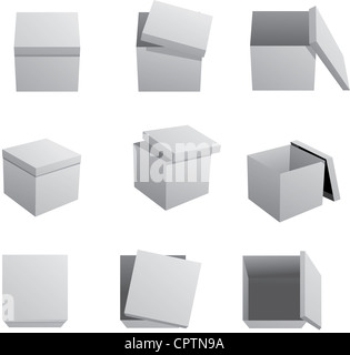 a set of three open cardboard boxes. open cardboard box for your design ...