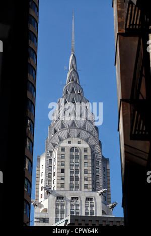 Chrysler Building iconic Art Deco New York architecture. View from roof ...