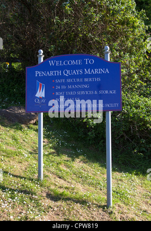 Welcome to Penarth Quays Marina Sign Stock Photo - Alamy