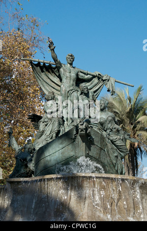 Fuente Alemana (German Fountain) at Forest Park in downtown Santiago ...