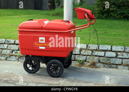 Red Royal Mail cart / trolley parked in Bugle Street in the Old Town ...