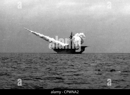 Regulus missile launch from USS Princeton (CVA-37) c1954 Stock Photo ...
