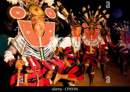 Myanmar (Burma), Sagaing Division, Leshi, Nagas from Konyak tribes ...
